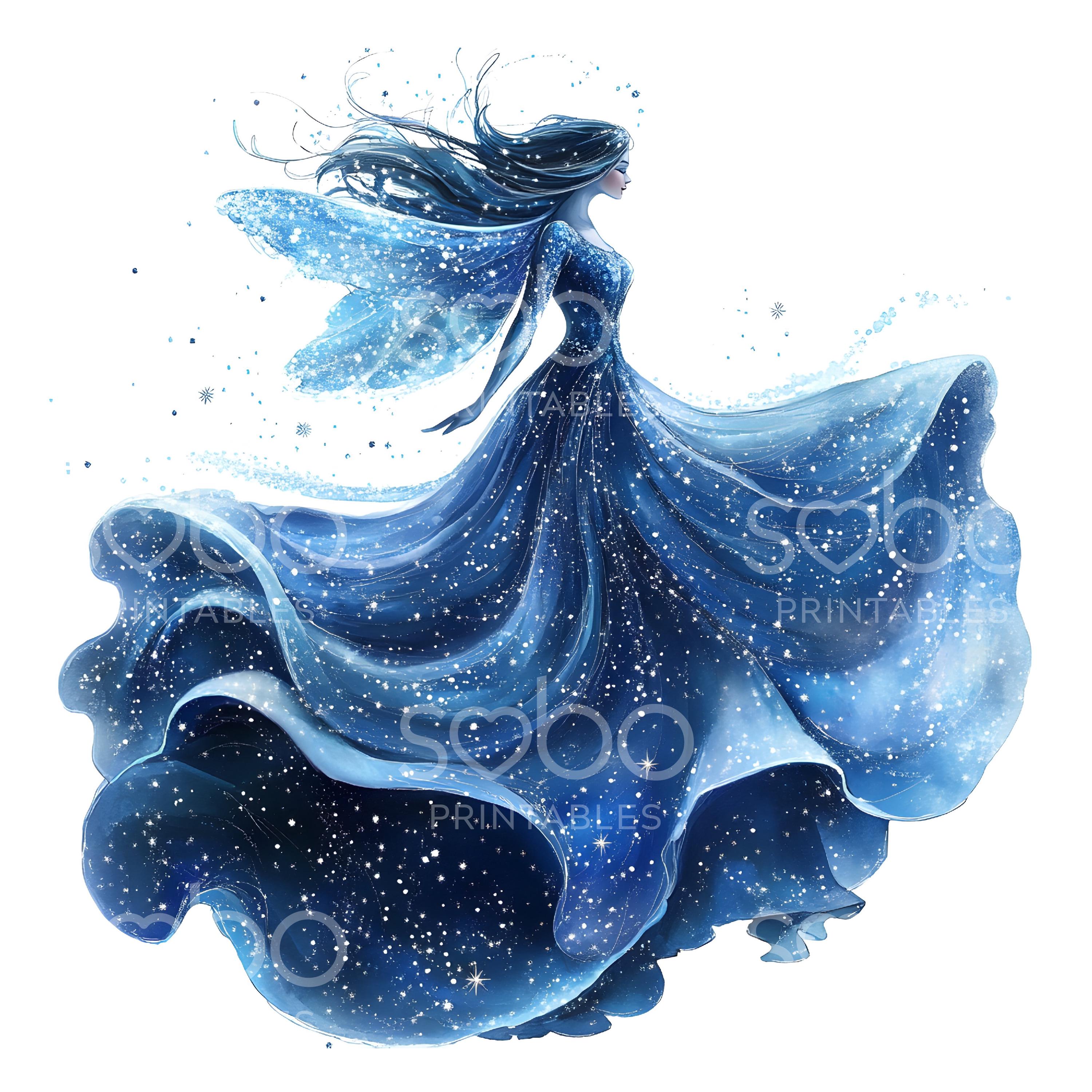 30 Celestial Fairy Clipart, Blue Fairies, Magic Galaxy Fairy, Enchanted ...