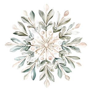 21 Boho Snowflake Clipart, Boho Xmas, Christmas Print, Watercolor ...