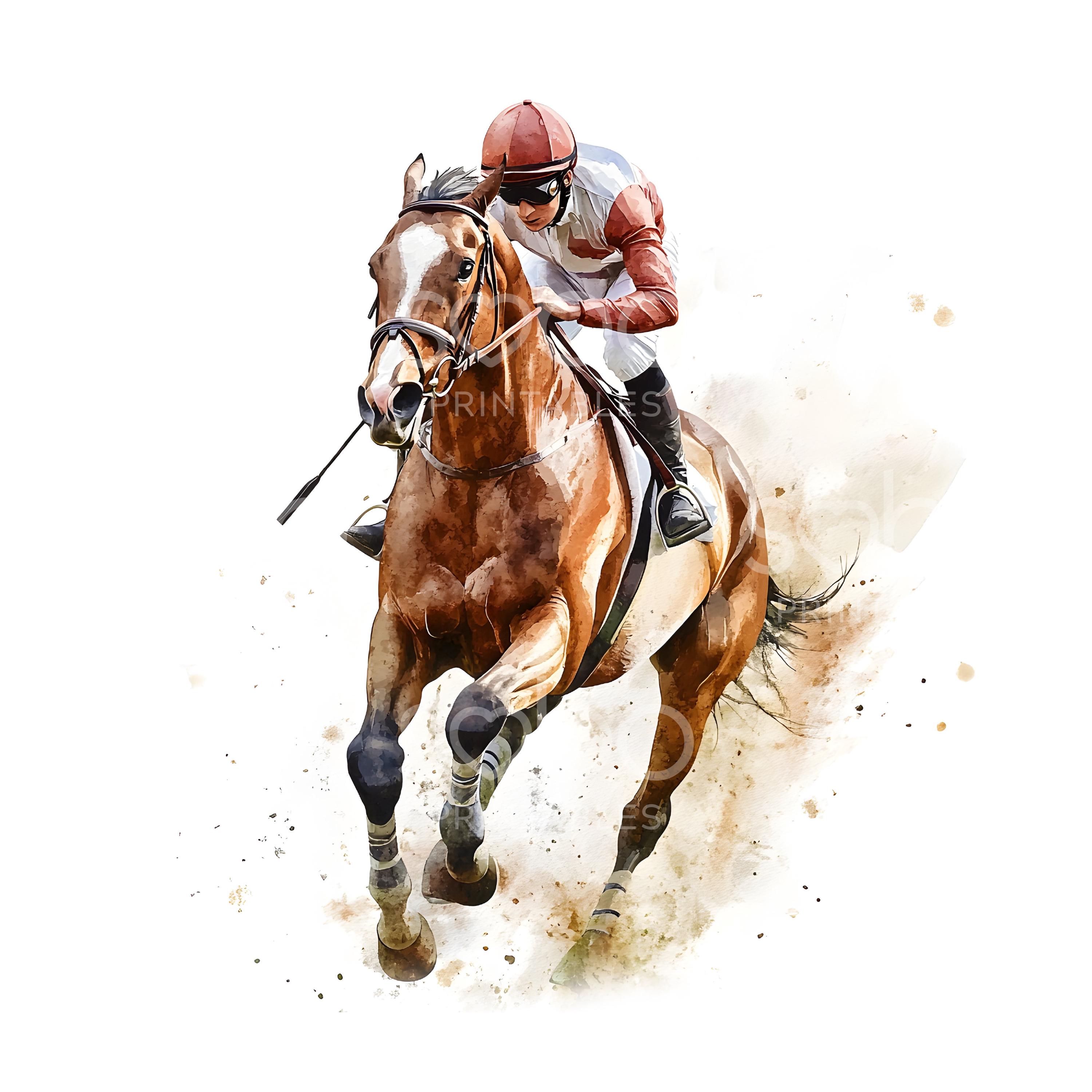 24 Single Race Horse Clipart, Horse Racing, Printable Watercolor ...
