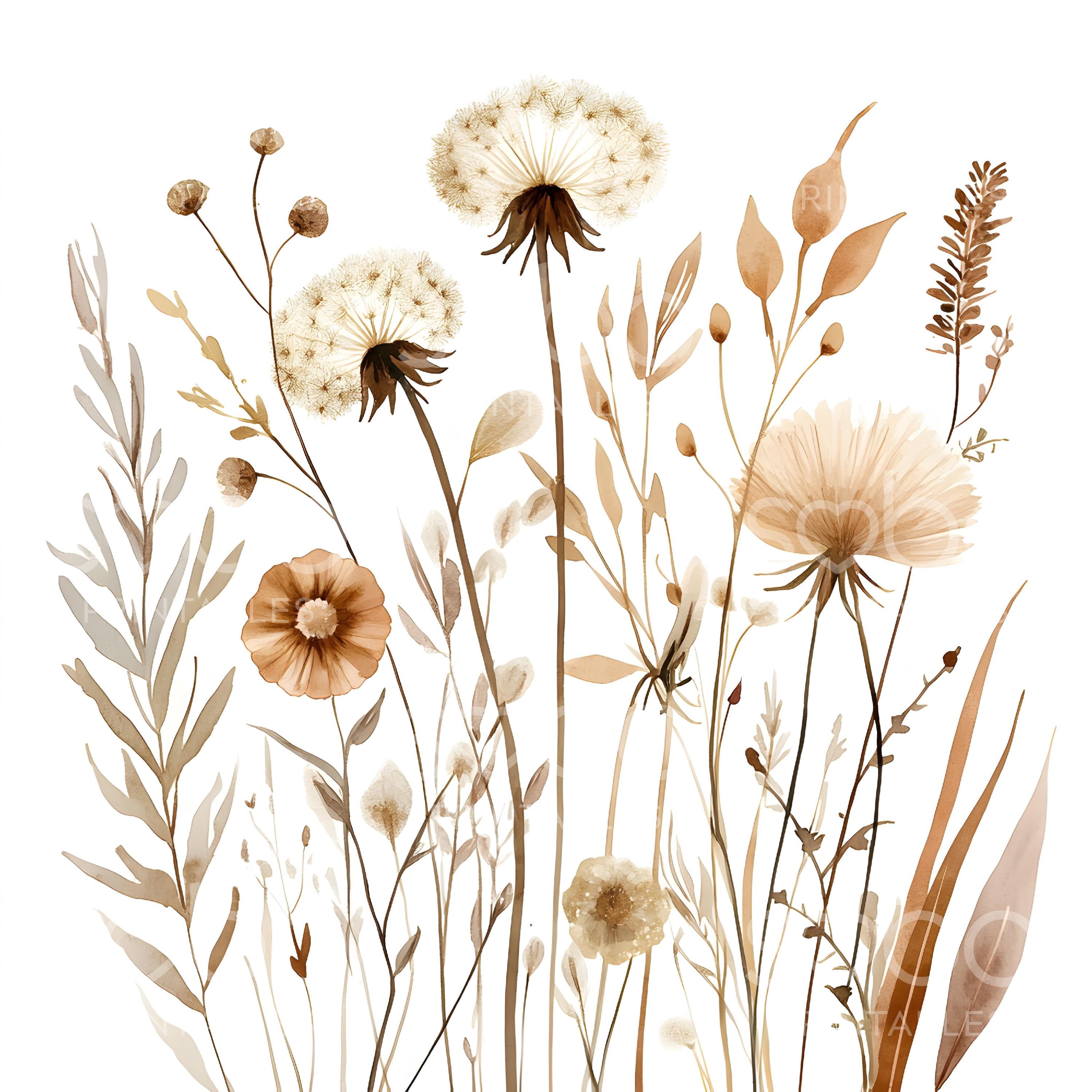 18 Boho Flowers Bouquet Clipart, Pampas, Dried Flowers Wall Art ...