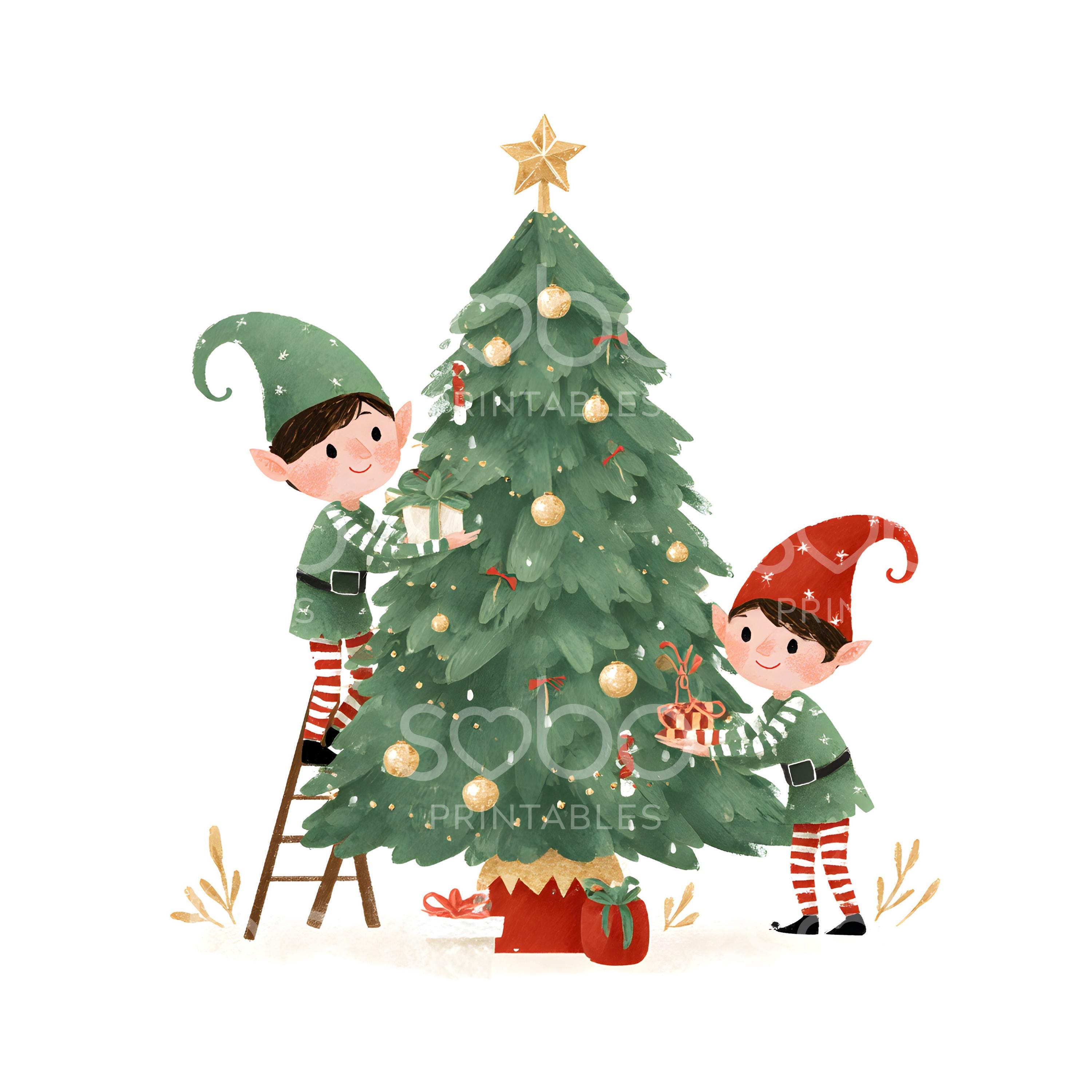 22 Xmas Tree Elves Clipart, Cute Christmas Elves, Christmas Clipart ...