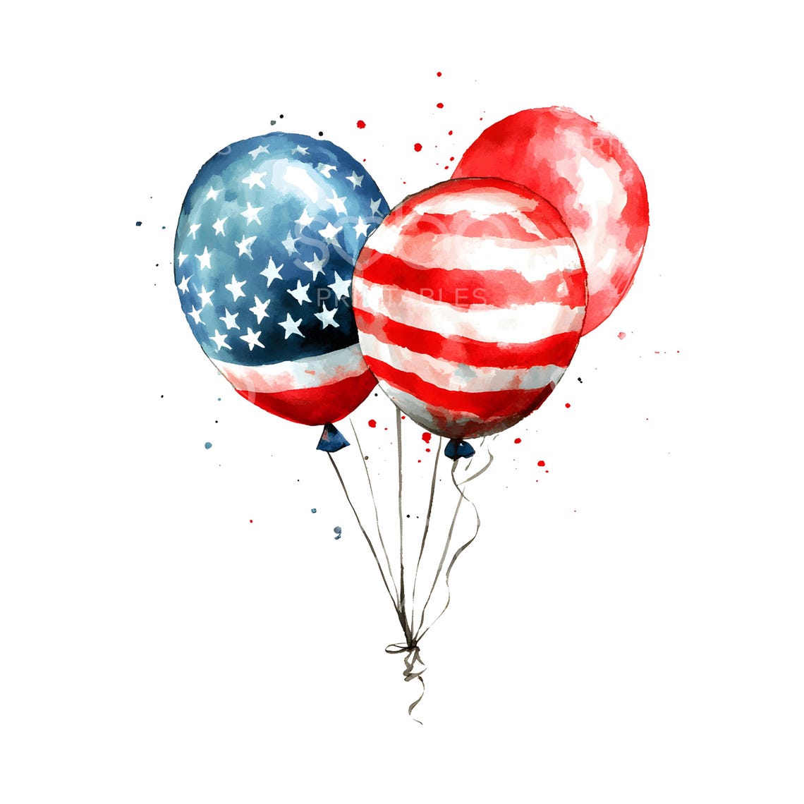 21 Patriotic Balloons Clipart, USA Party Invite Art, 4th of July ...
