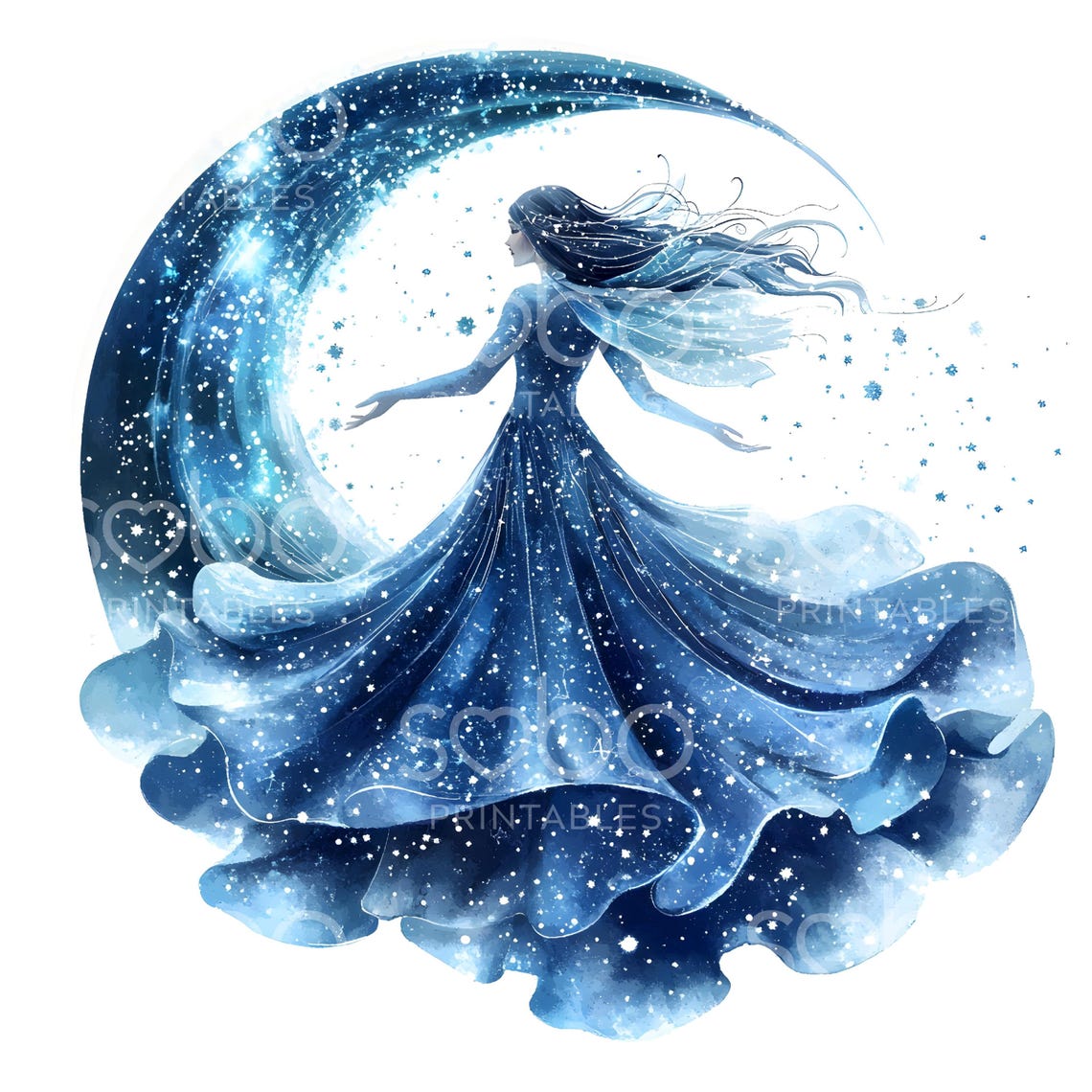 30 Celestial Fairy Clipart, Blue Fairies, Magic Galaxy Fairy, Enchanted ...