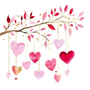 22 Valentine Day Hearts Branch Clipart, Love Hearts, Valentine ...