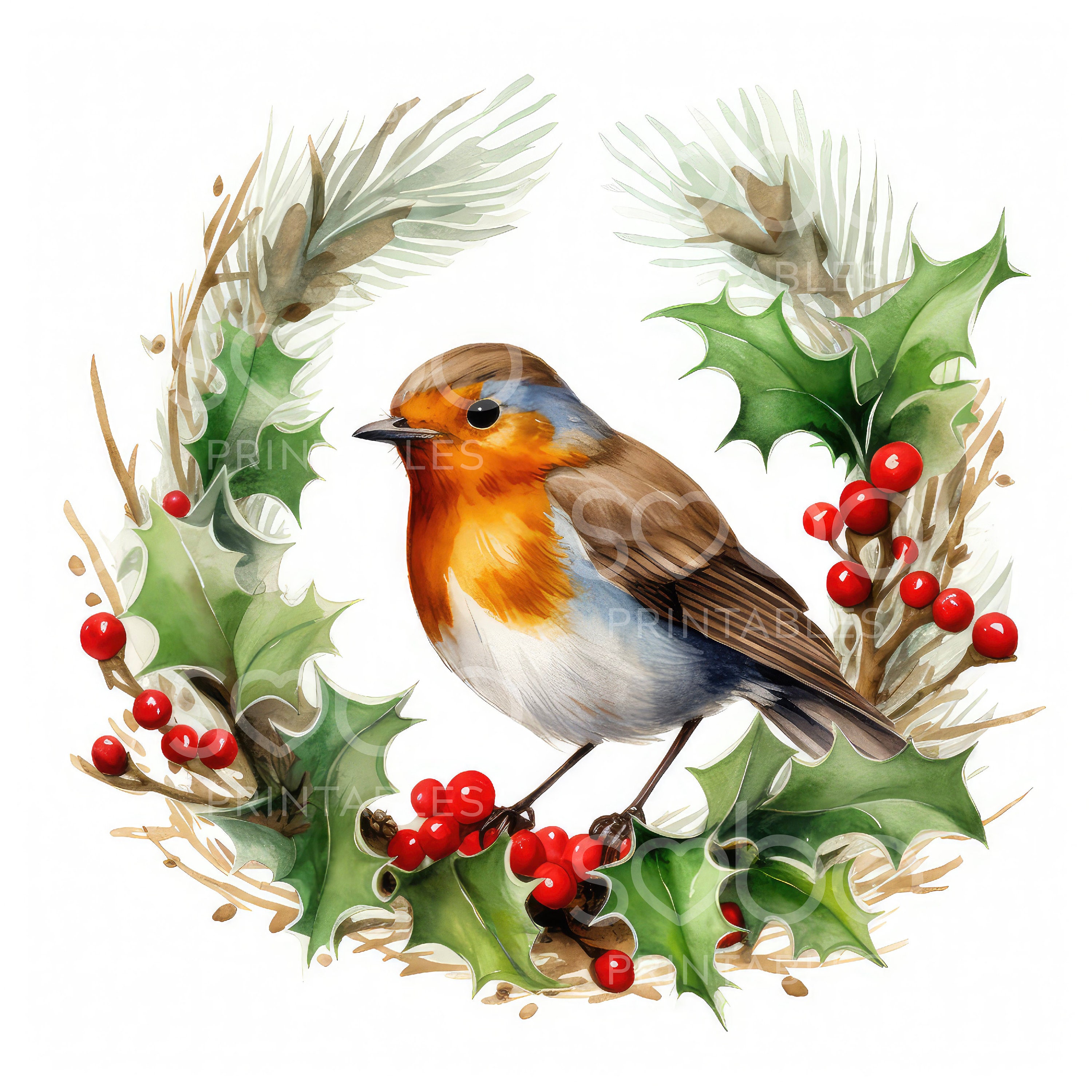Christmas Robin Clipart 10 High Quality Jpgs, Digital Planner, Junk ...