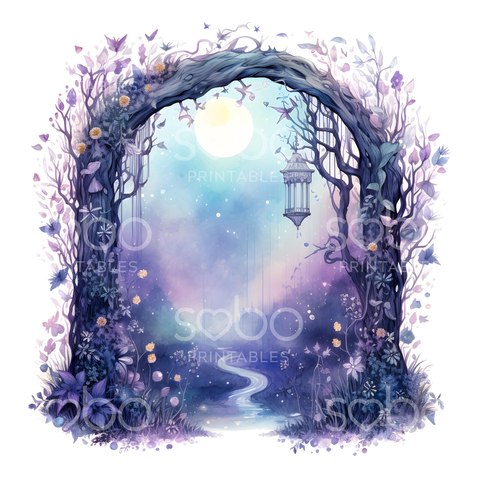 15 Magical Arch Clipart, Forest Halloween Clipart, Watercolor Clipart ...