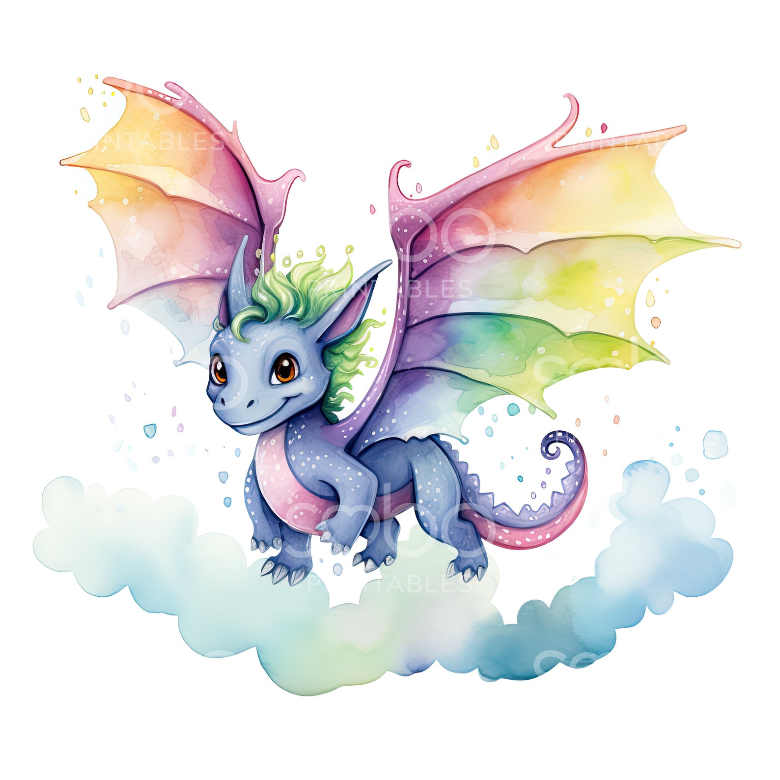 18 Pastel Dragons Clipart, Dragon Clipart, Printable Watercolor Clipart ...