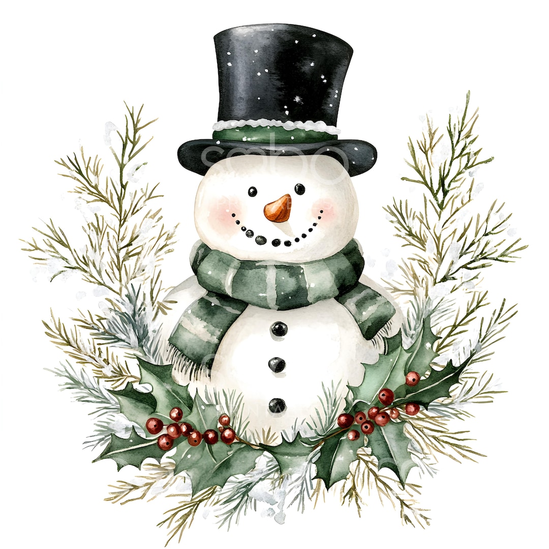 15 Snowman Wearing Hat Clipart, Christmas Clipart, Christmas Card, High ...