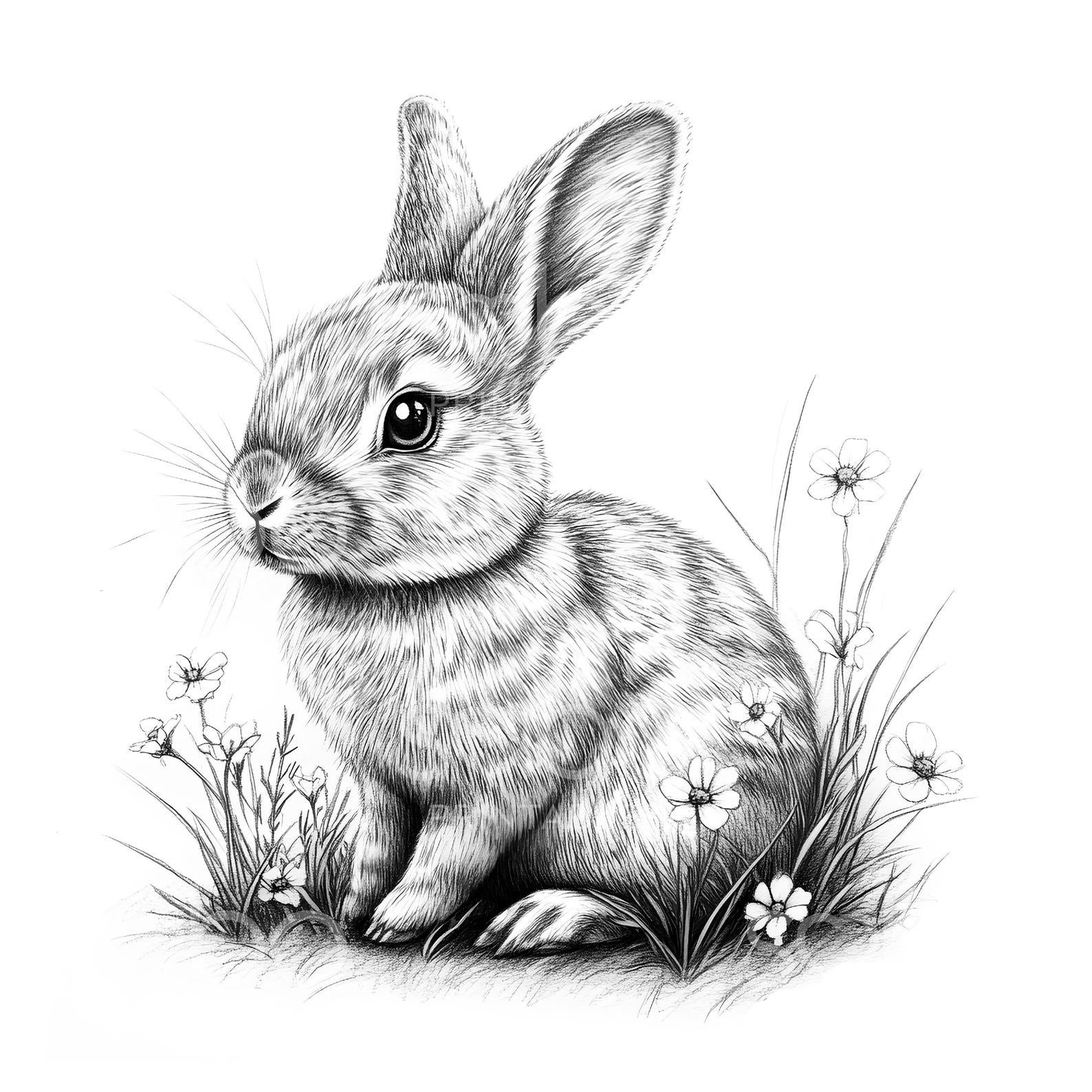 27 Black Ink Bunny Clipart, Line Art Clipart, Easter Card, Rabbit ...