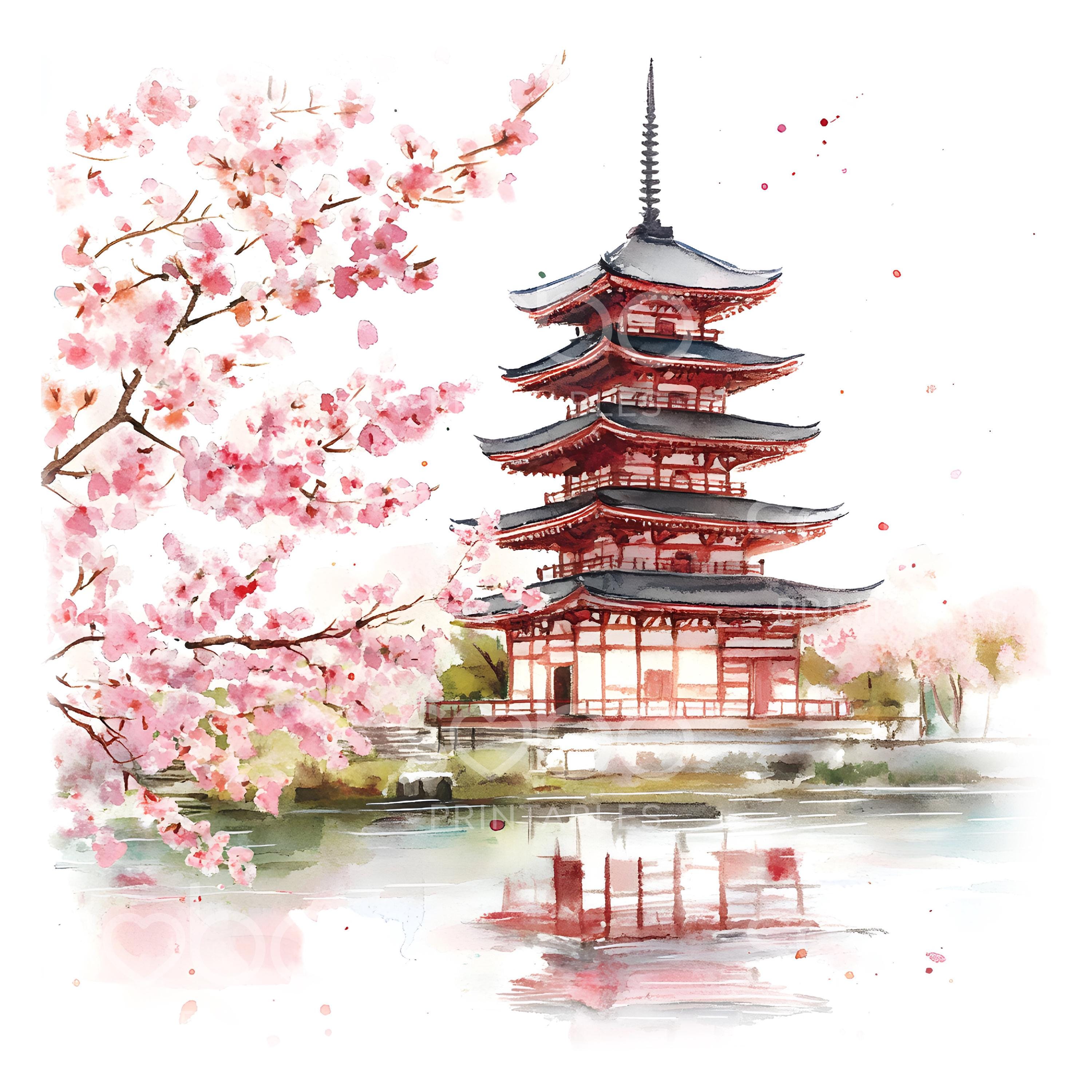 22 Japanese Temple Clipart, Japan Travel Landscape, Printable ...