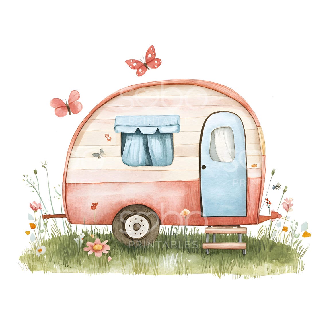 22 Cartoon Camper Trailer Clipart, Camping Trailer, Printable ...