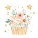 30 Boho Pastel Cupcake Clipart, Kids Birthday Cupcakes Invite, Gold ...