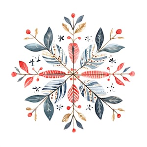 18 Scandinavian Folk Art Snowflake Clipart, Cute Christmas, Printable ...
