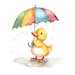 24 Duckling in Rain Clipart, Duck With Umbrella, Rainy Duckling ...