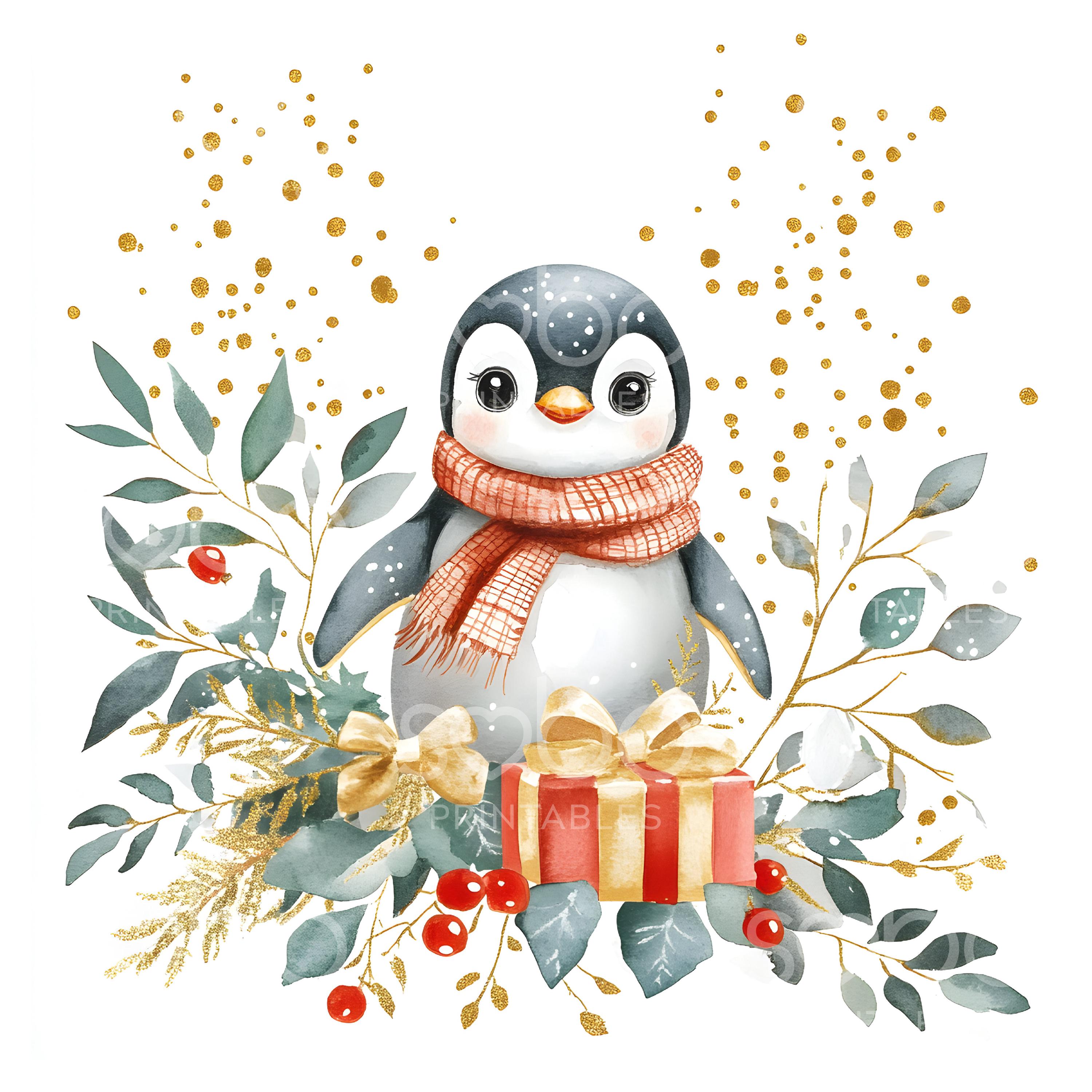 18 Christmas Penguin Clipart, Cute Penguin, Winter Artic Christmas Card ...