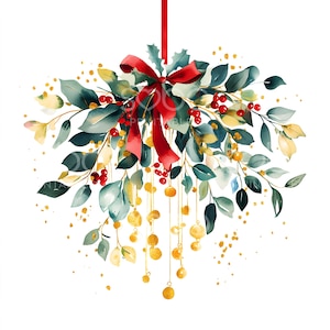 16 Mistletoe Clipart, Christmas Clipart, Festive Holiday, Printable ...