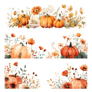 20 Watercolour Halloween Pumpkin Borders Clipart, Fall Autumn Borders ...