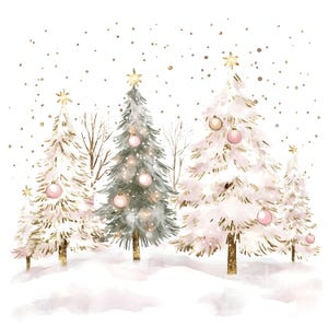24 Pink Christmas Trees Clipart, Winter Festive Clipart, Printable ...