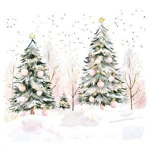 24 Pink Christmas Trees Clipart, Winter Festive Clipart, Printable ...