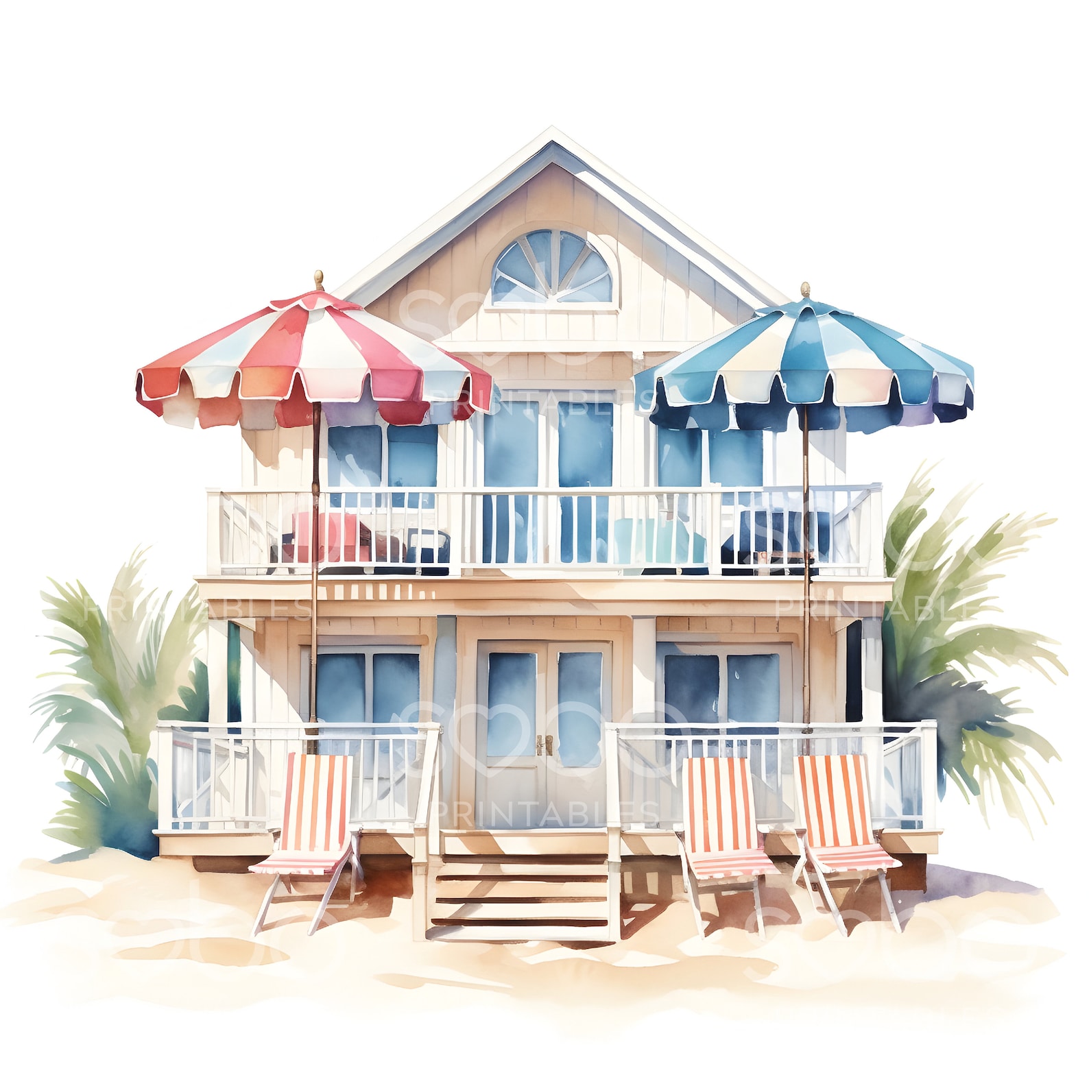 Beach House Pastel Clipart - 19 High Quality Jpgs, Nautical Art Decor ...