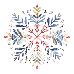 18 Scandinavian Folk Art Snowflake Clipart, Cute Christmas, Printable ...