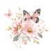 20 Pink Floral Butterflies Clipart, Boho Floral Gold Butterfly ...