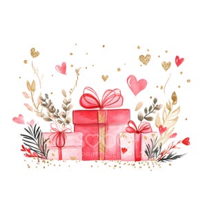 22 Valentine's Day Wrapped Gifts Clipart, Wrapped Presents, Valentine ...