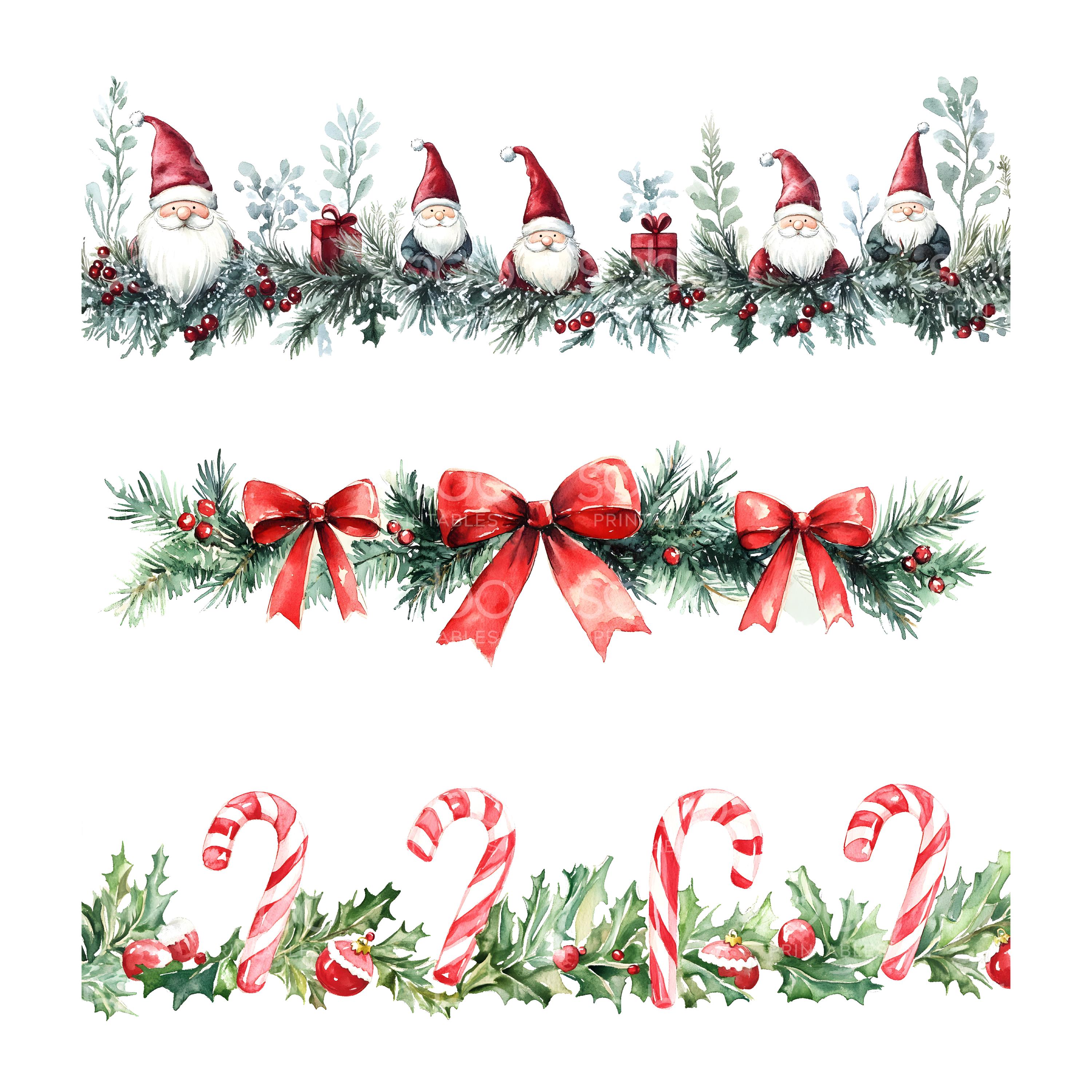24 Christmas Garland Borders Clipart, Winter Christmas Festive Borders ...