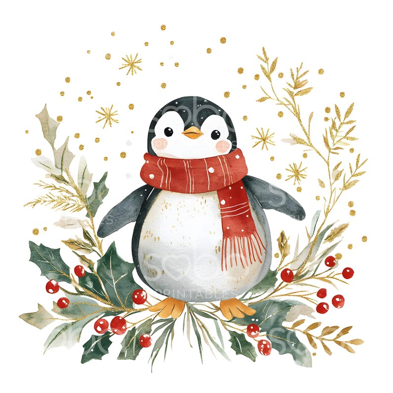 18 Christmas Penguin Clipart, Cute Penguin, Winter Artic Christmas Card ...