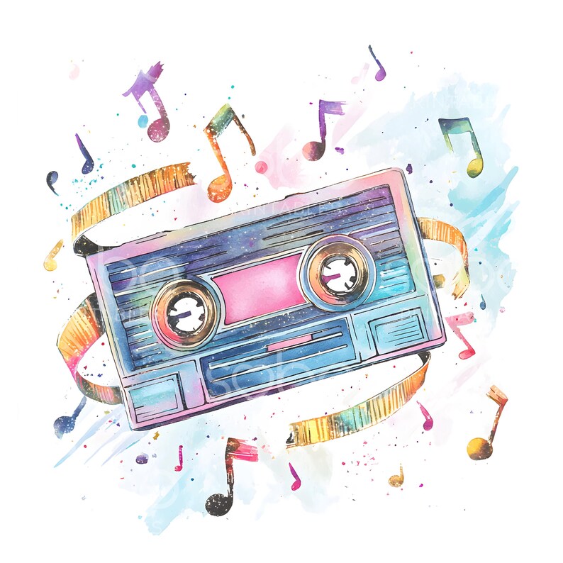 22 Retro Tape Clipart, Music Clipart, Cassette Tape, Printable ...