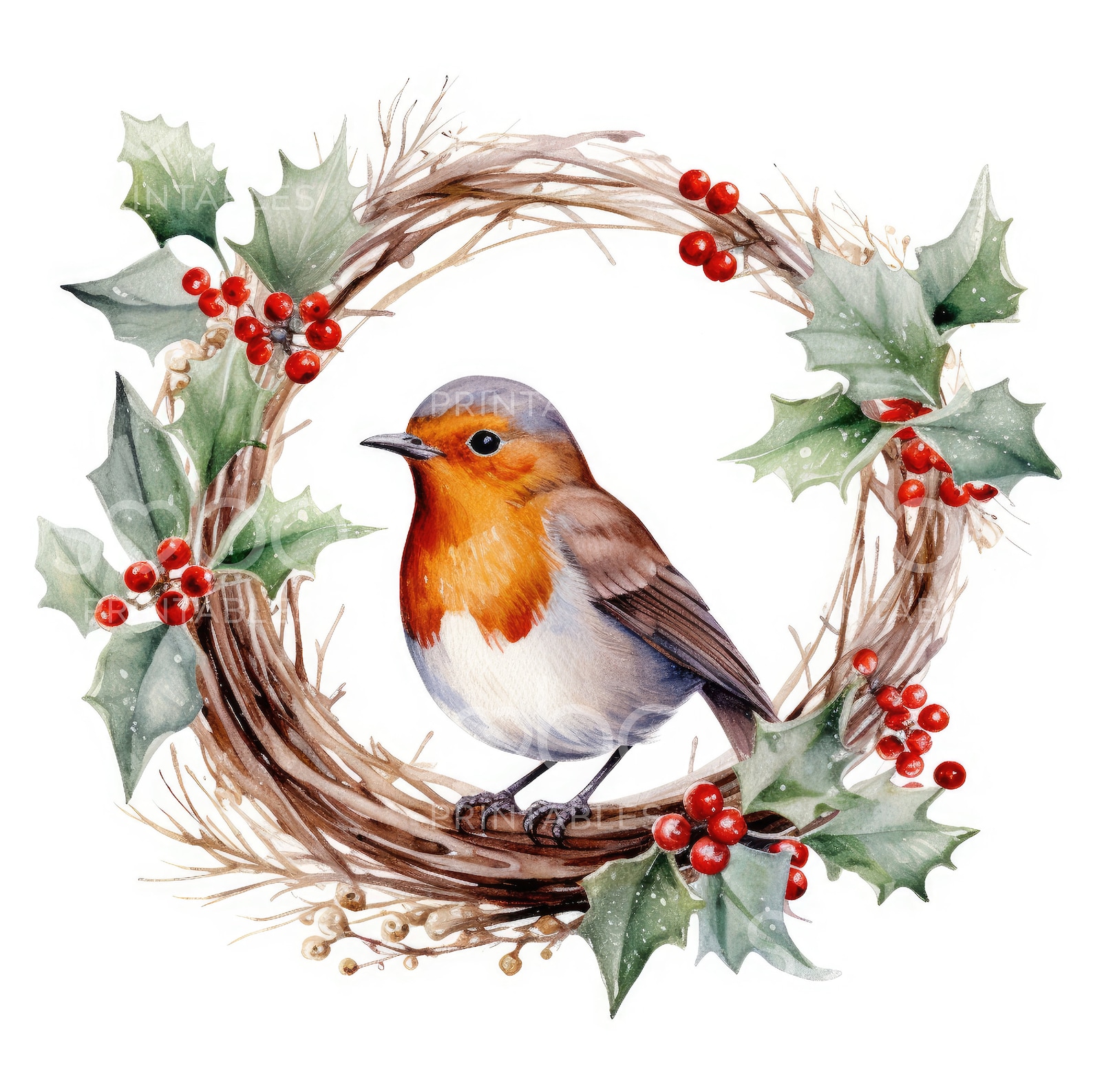 Winter Robin Clipart - 12 High Quality Jpgs, Digital Paper Crafting ...