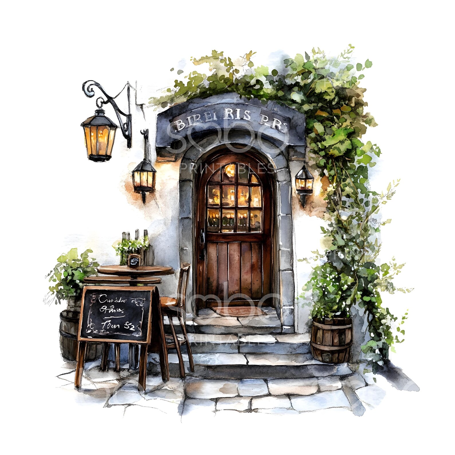 27 Irish Pub Entrance Clipart, Irish Tavern, Printable Watercolor Art ...