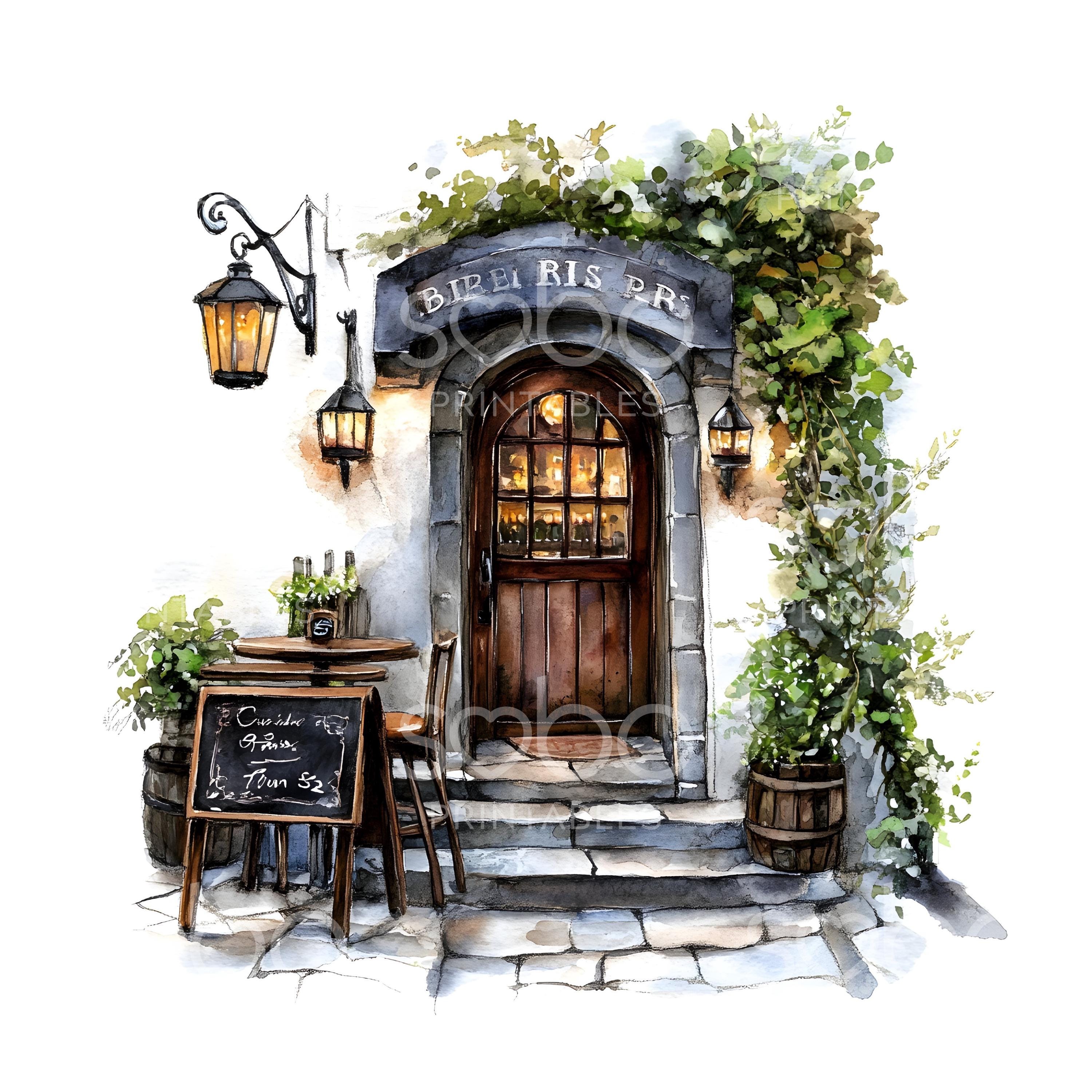 27 Irish Pub Entrance Clipart, Irish Tavern, Printable Watercolor Art ...