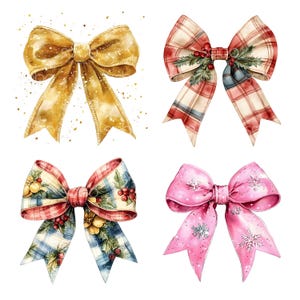 30 Assorted Christmas Bows Clipart, Festive Bow, Christmas Card Art ...