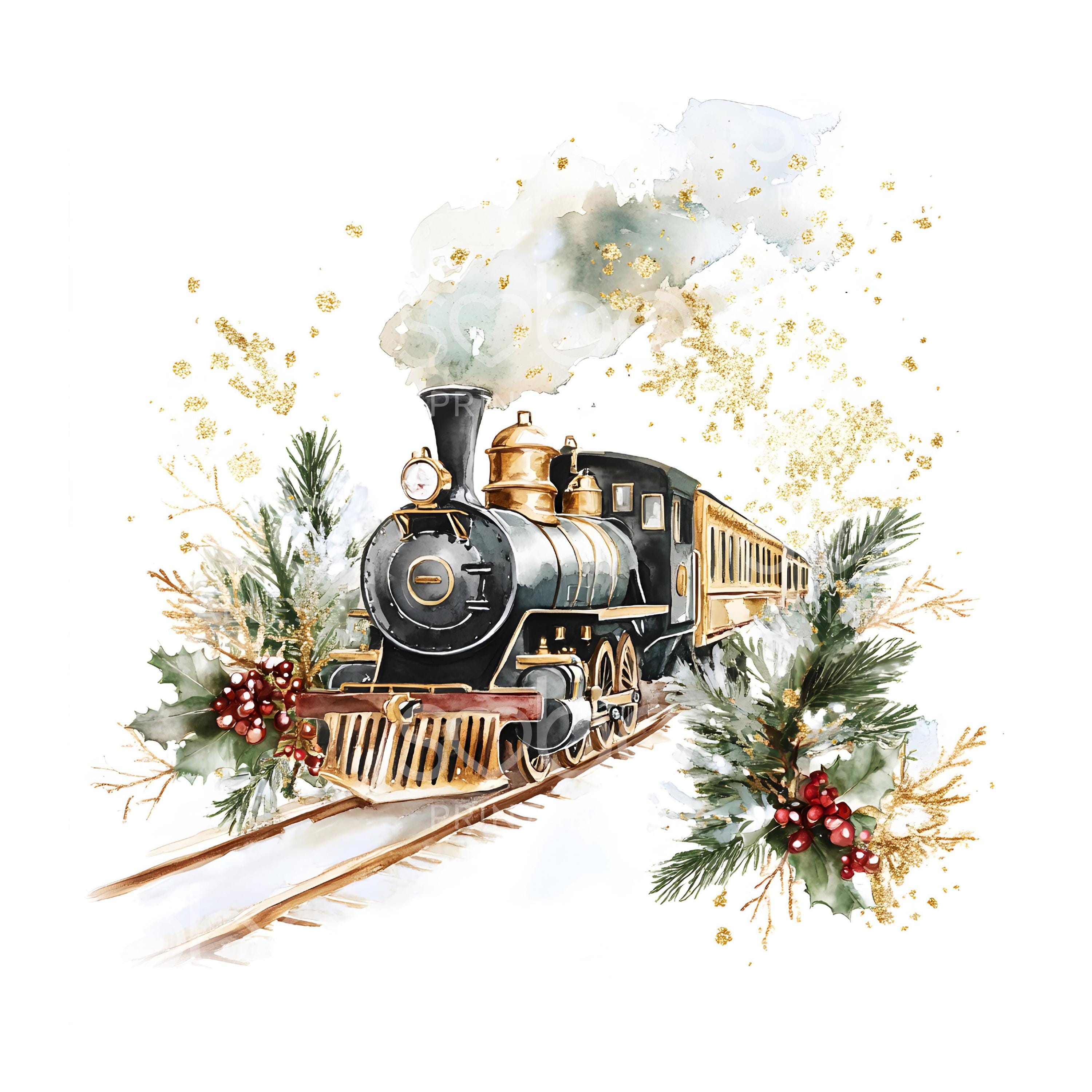 27 Xmas Polar Express Clipart, North Pole, Blue Train, Xmas Holiday ...