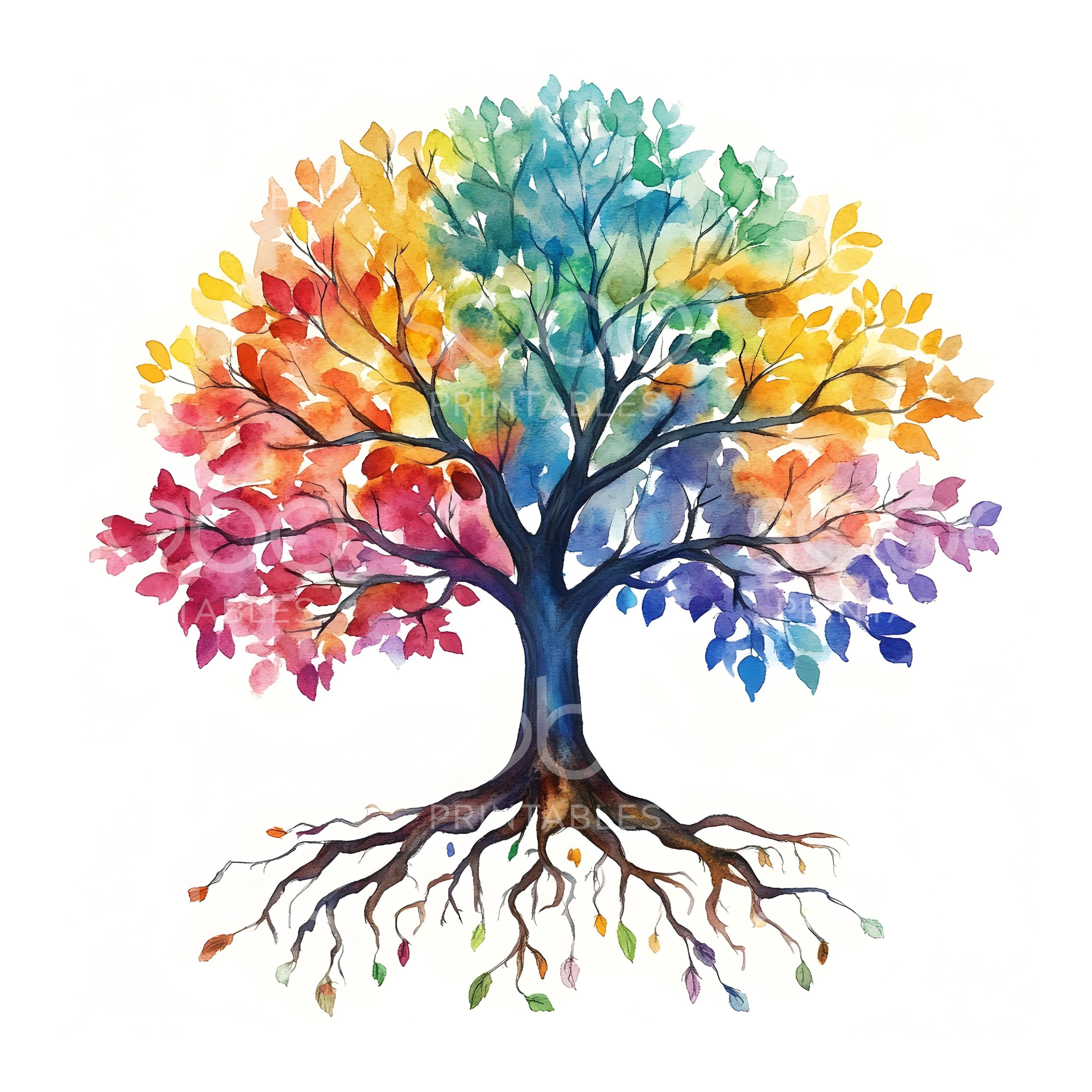 22 Rainbow Tree of Life Clipart, Family Tree, Oak Tree, Printable ...