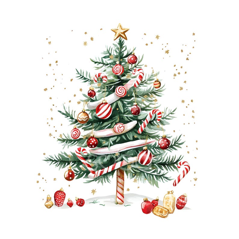 26 Candy Cane Xmas Tree Clipart, Candy Christmas Tree Clipart, Winter ...