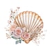 18 Floral Rose Sea Shell Clipart, Seashell Art, Printable Watercolor ...