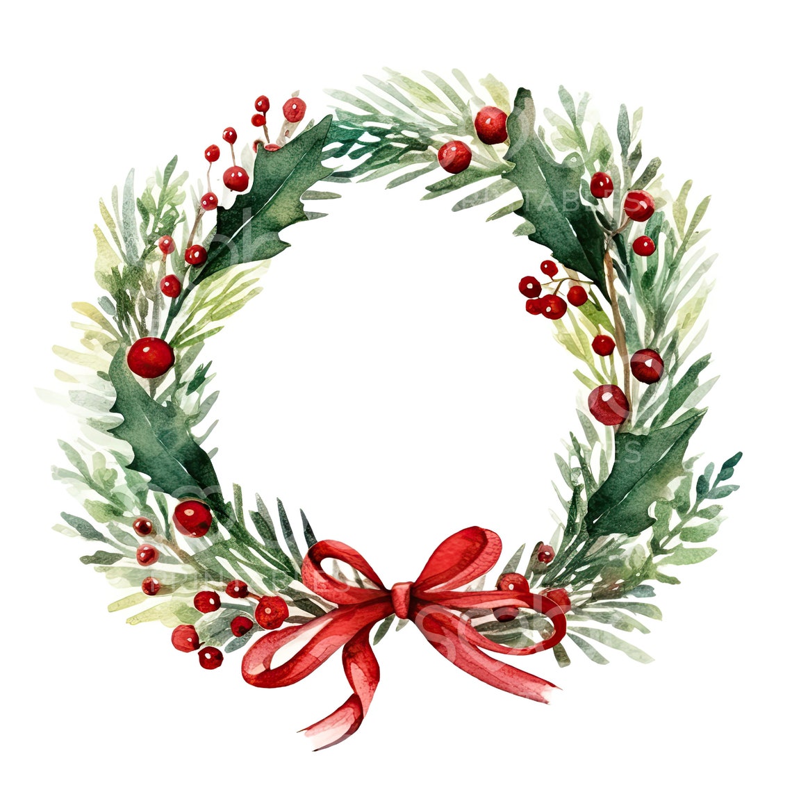 Christmas Wreaths Clipart 10 High Quality Jpgs, Digital Download, Card ...