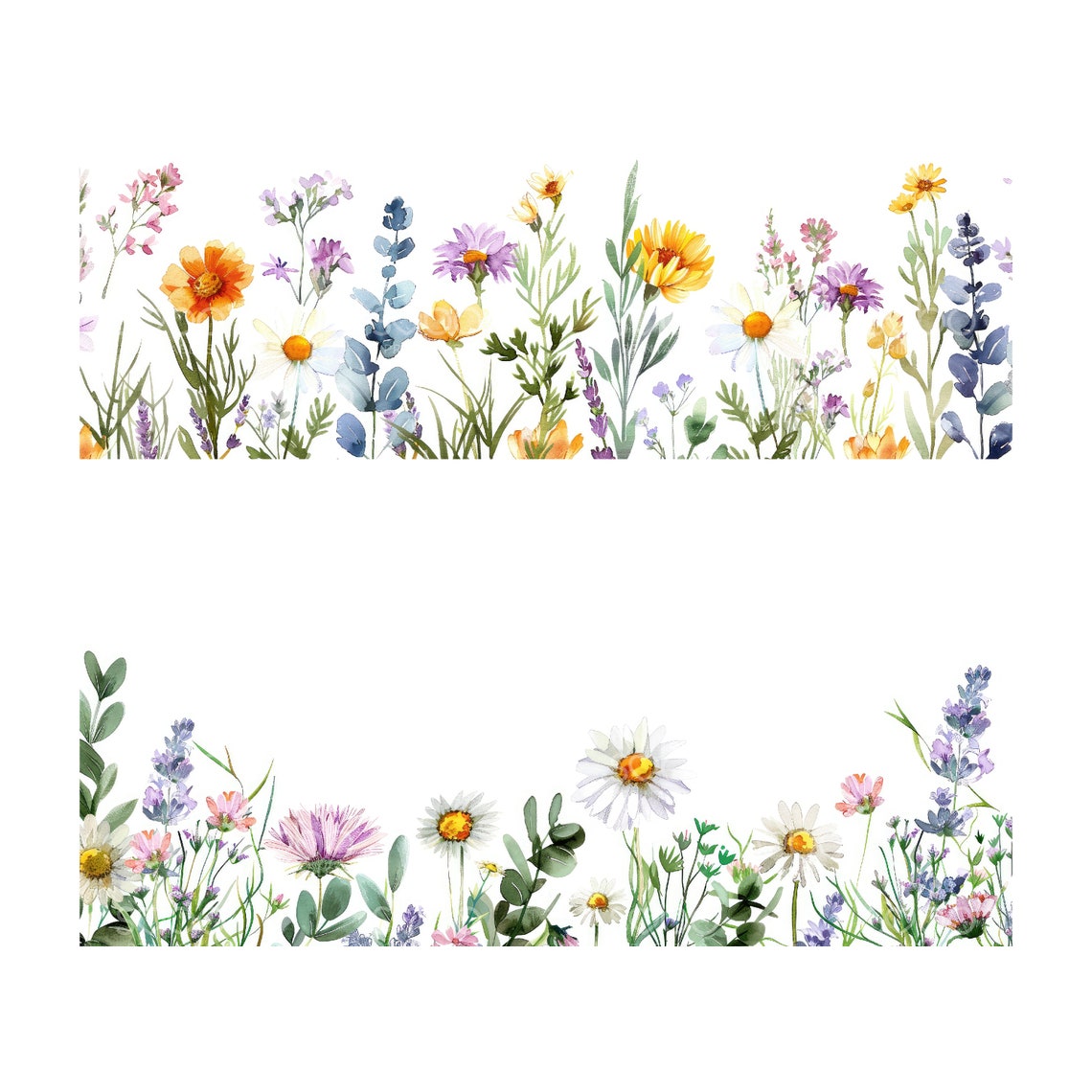 17 Summer Borders Clipart Border, Wildflowers Border Clipart, Digital ...
