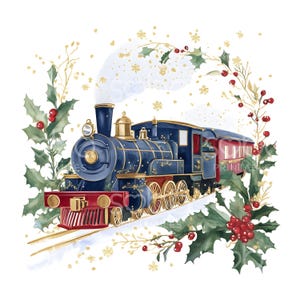 27 Xmas Polar Express Clipart, North Pole, Blue Train, Xmas Holiday ...
