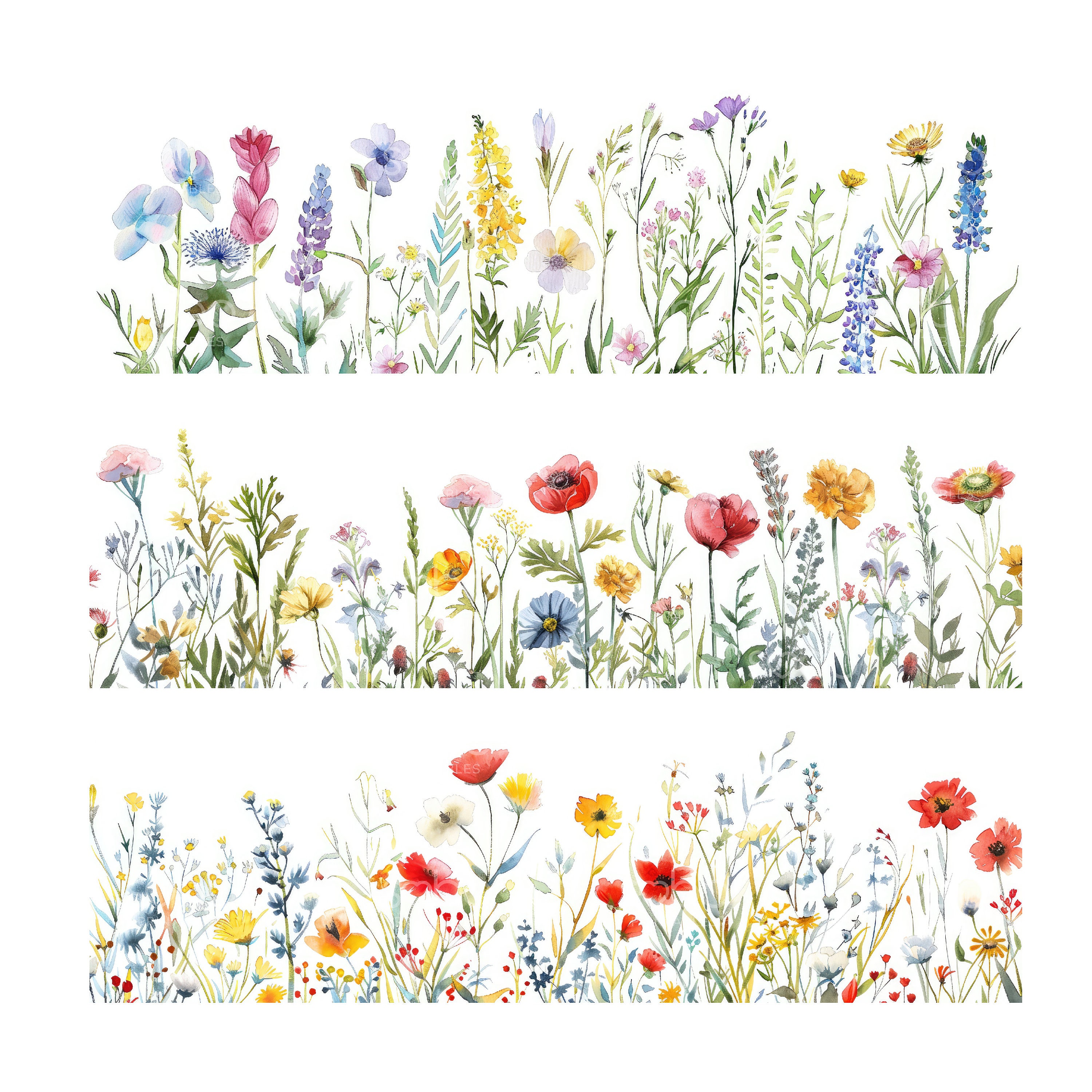 22 Wildflower Borders Clipart, Wildflowers Border Clipart, Digital ...