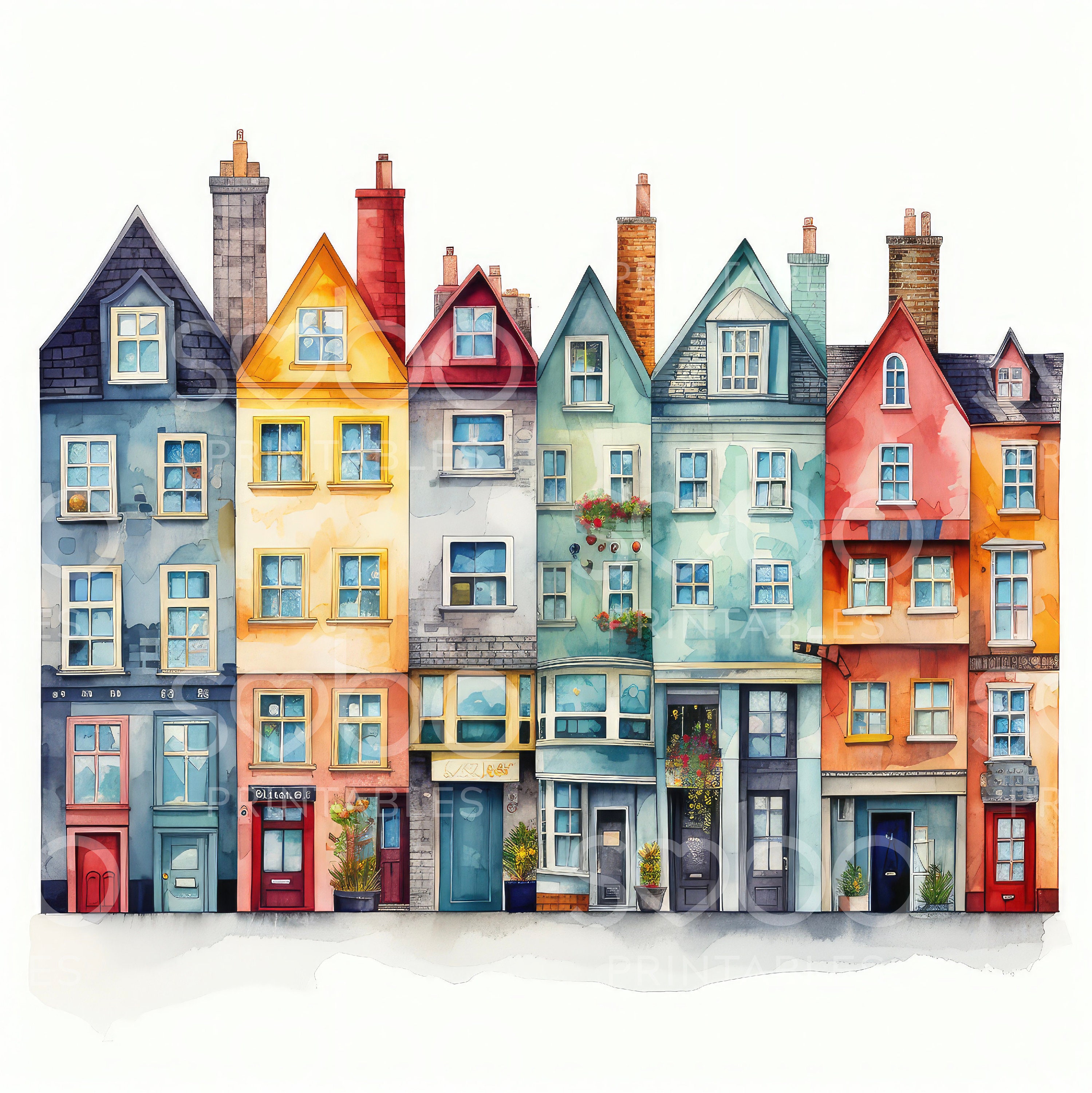 Quirky Houses Clipart 12 High Quality Jpgs, Digital Download, Junk ...