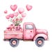 30 Valentines Day Truck Clipart, Pink Valentines Truck, Vintage Truck ...