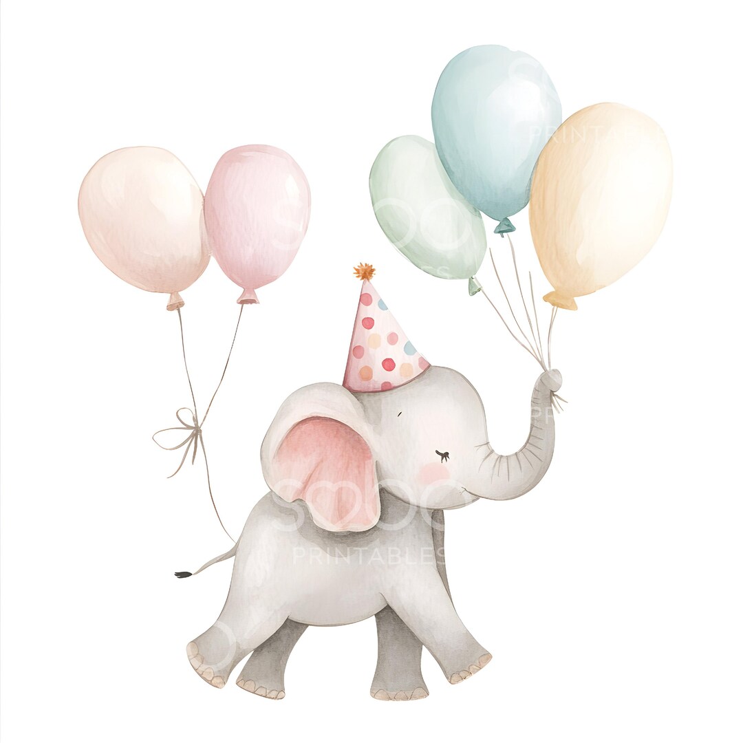 21 Baby Elephant Birthday Clipart, Cute Elephant, Baby Safari Animal ...