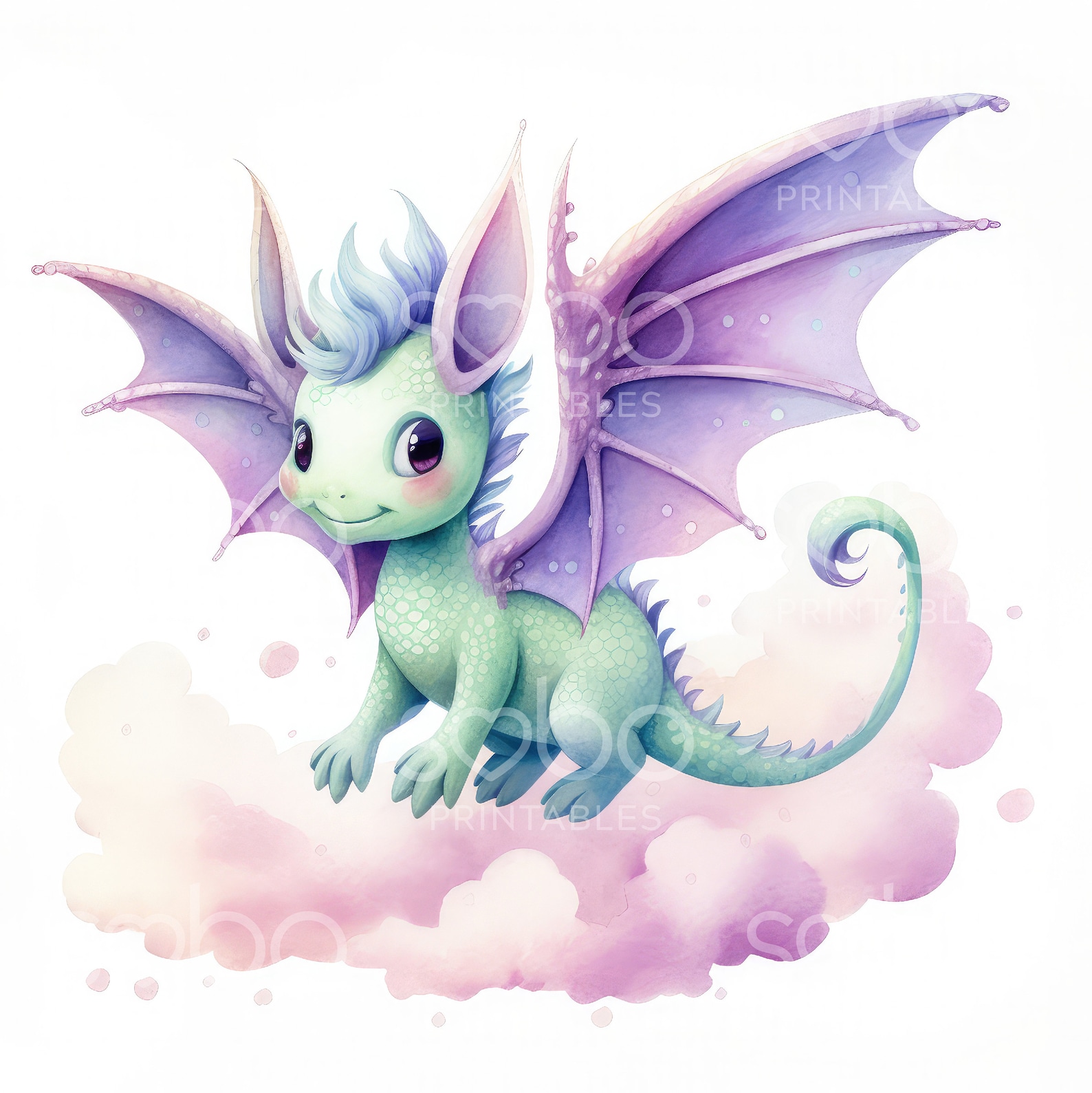 18 Pastel Dragons Clipart, Dragon Clipart, Printable Watercolor Clipart ...