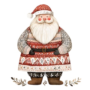 24 Scandinavian Folk Art Santa Clipart, Scandinavian Santa Claus ...