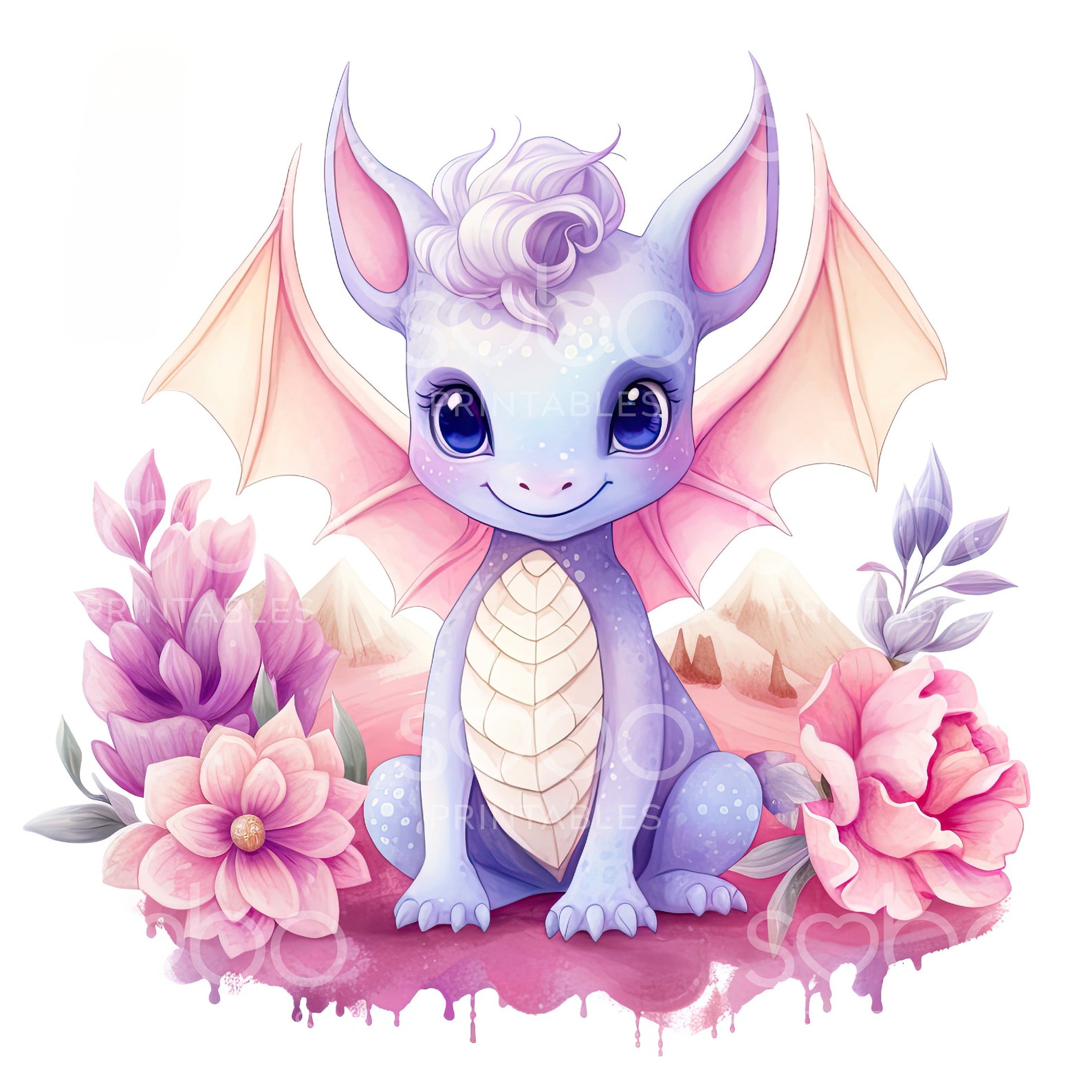 18 Pastel Dragons Clipart, Dragon Clipart, Printable Watercolor Clipart ...