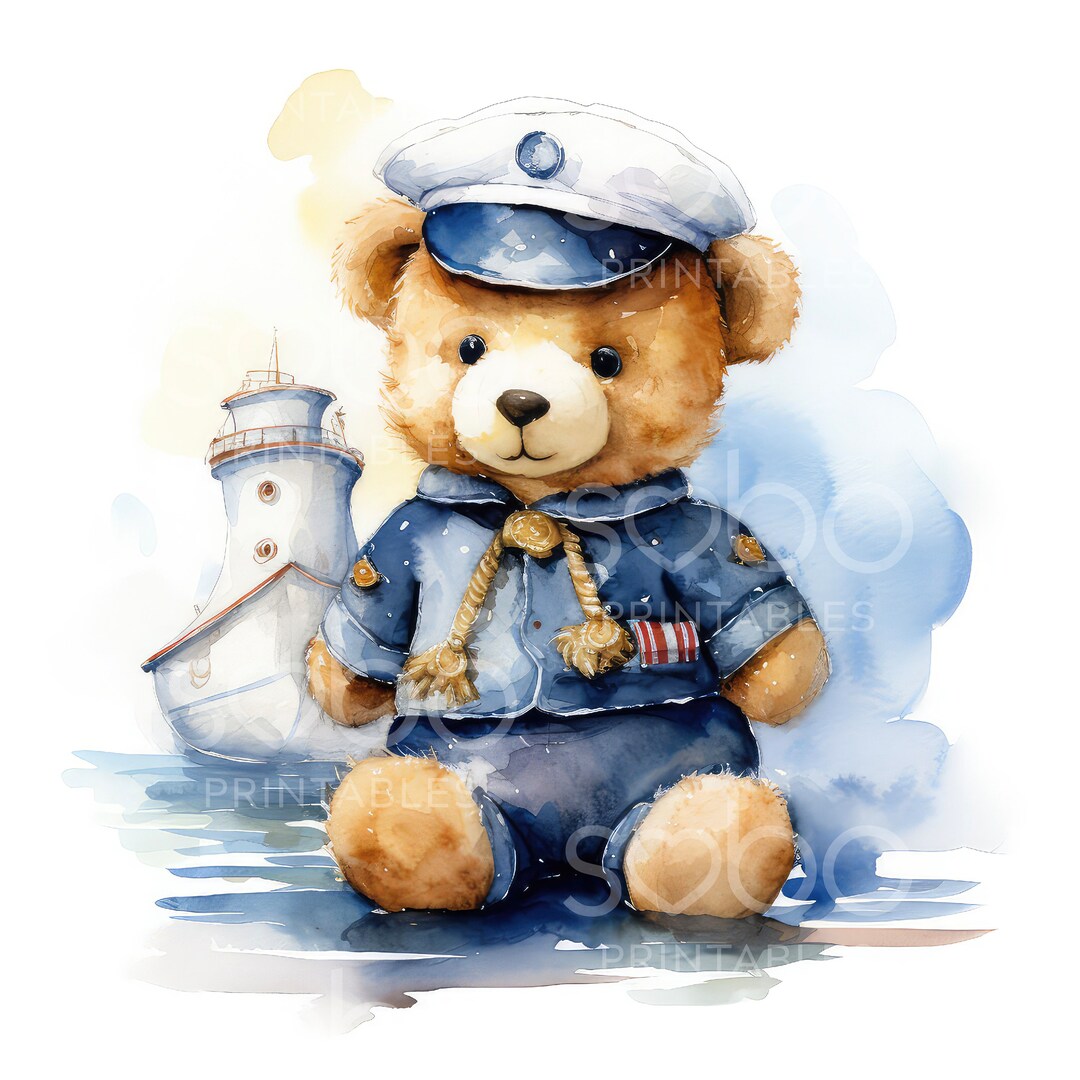 Nautical Bear Clipart - 16 High Quality Jpgs, Digital Download, Card ...