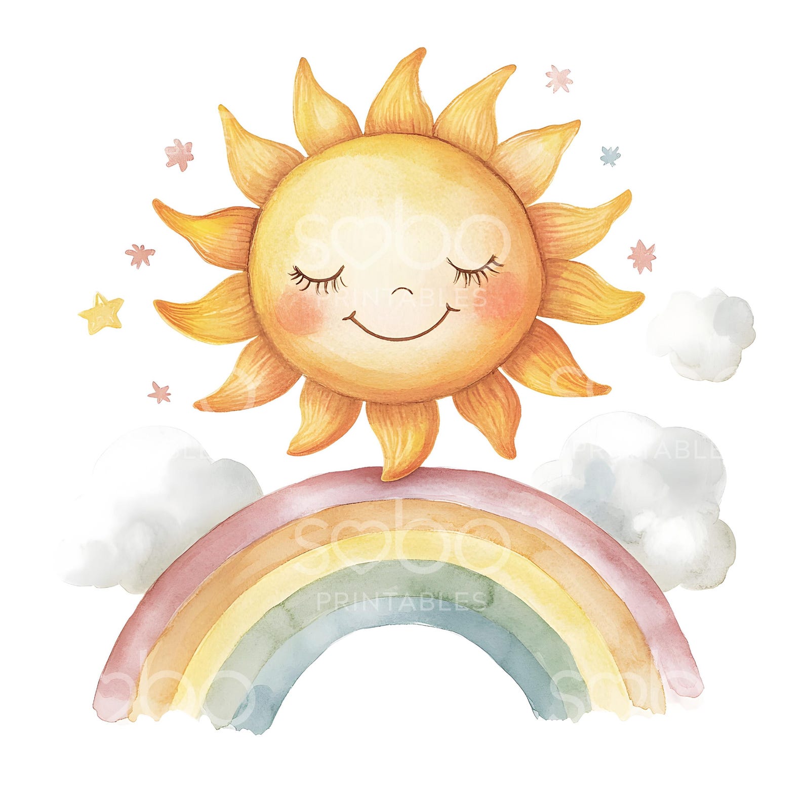 16 Cute Sun and Rainbow Clipart, Kids Nursery Rainbow, High Quality ...